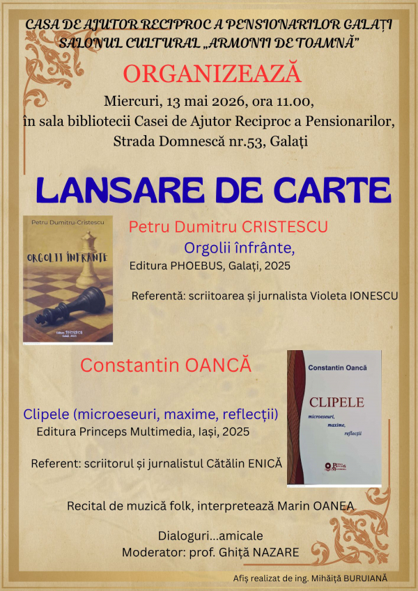 Dublă lansare de carte la Salonul Cultural "Armonii de toamnă" - Viaţa ...